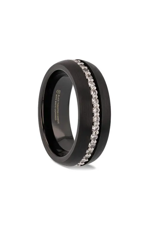 LARSON JEWELERS Tsar Tungsten Carbide Ring With White Sapphires - Black