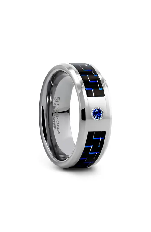 LARSON JEWELERS Neptune Tungsten Carbide Band - Silver/black/blue