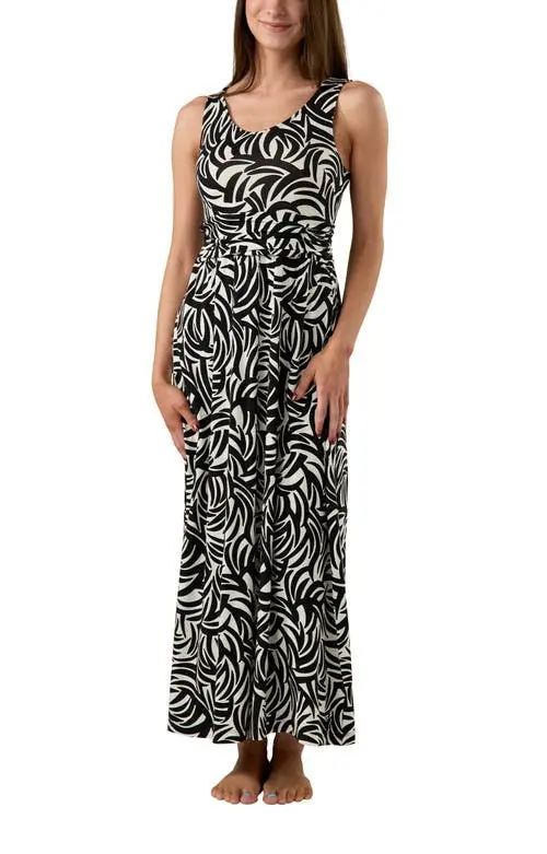 UV SKINZ V-neck Maxi Dress With Pockets - Black Current