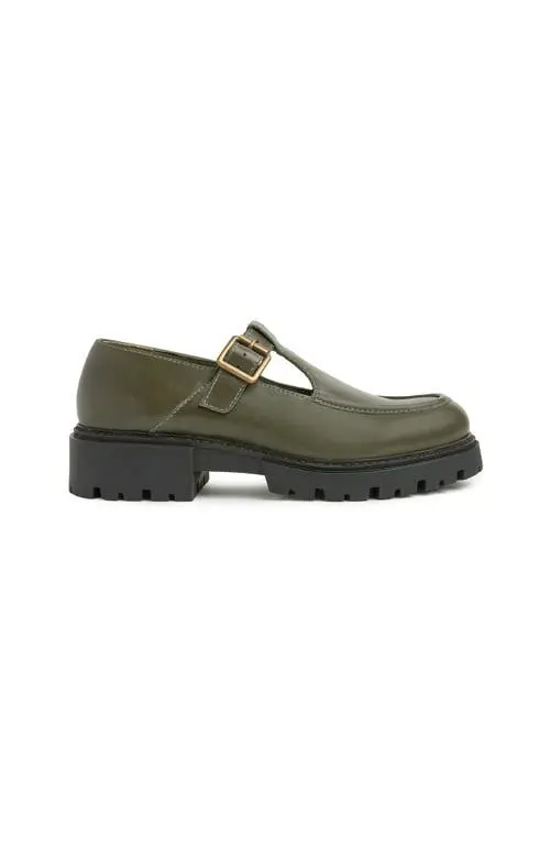 CELTIC & CO. Chunky T Bar Loafer - Olive
