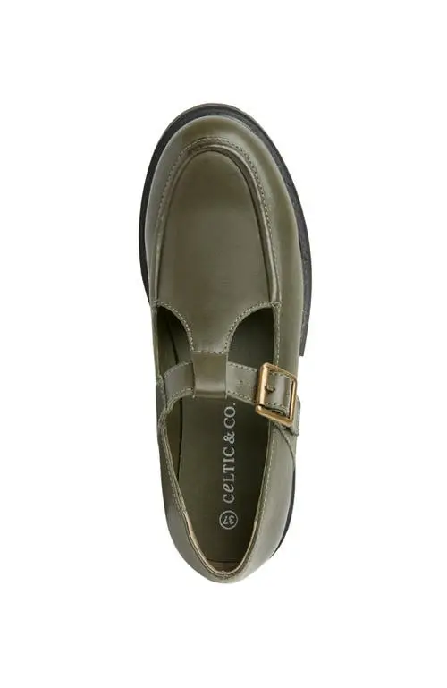 CELTIC & CO. Chunky T Bar Loafer - Olive