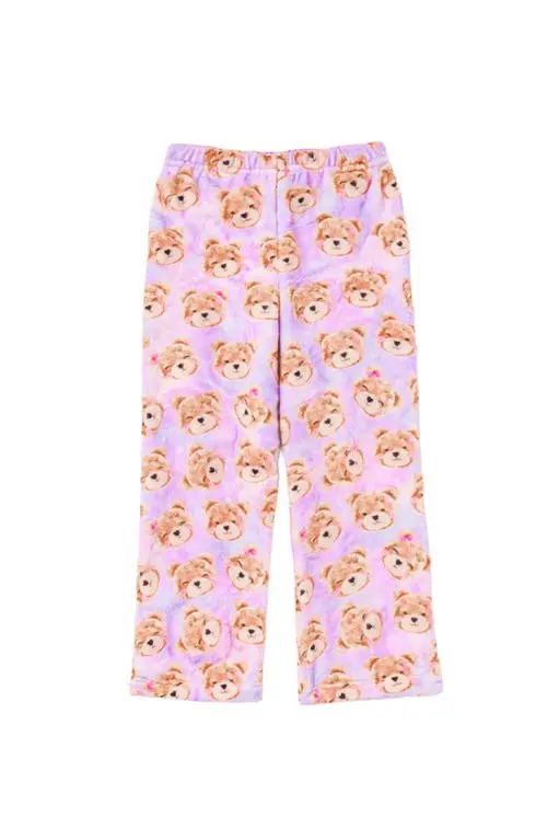 PREPPY GOOSE Plush Loungewear Pant - Lavender Teddy Print