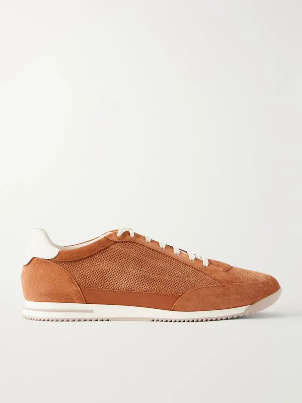 Brunello Cucinelli Leather-trimmed Suede Sneakers - Brown