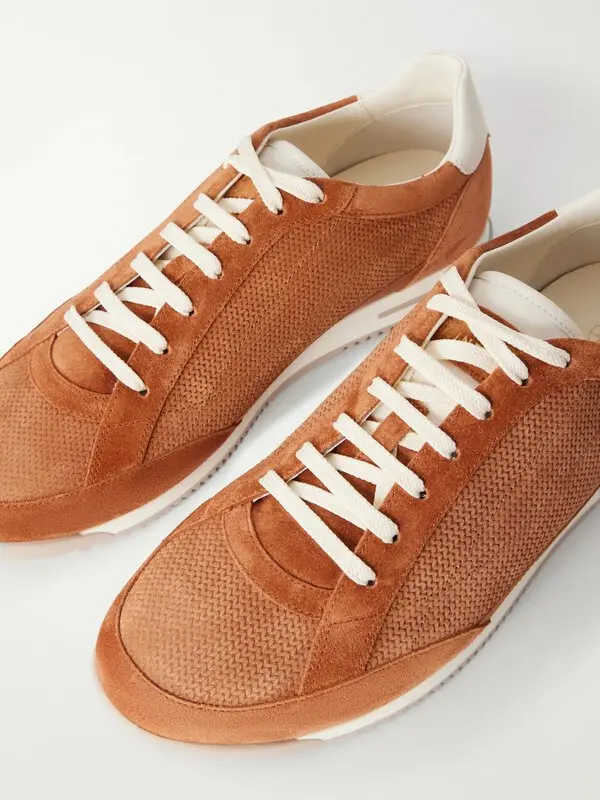 Brunello Cucinelli Leather-trimmed Suede Sneakers