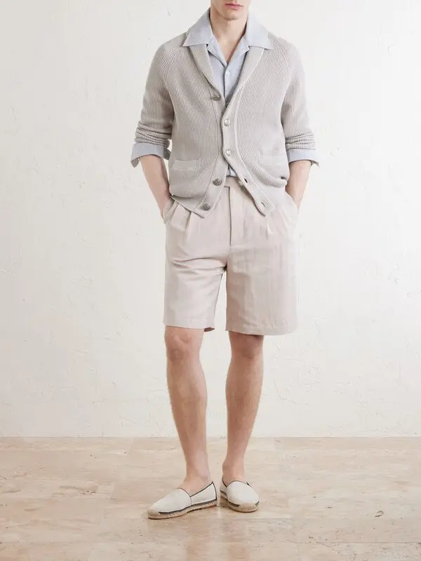 Brunello Cucinelli Shawl-collar Ribbed Cardigan - Neutrals