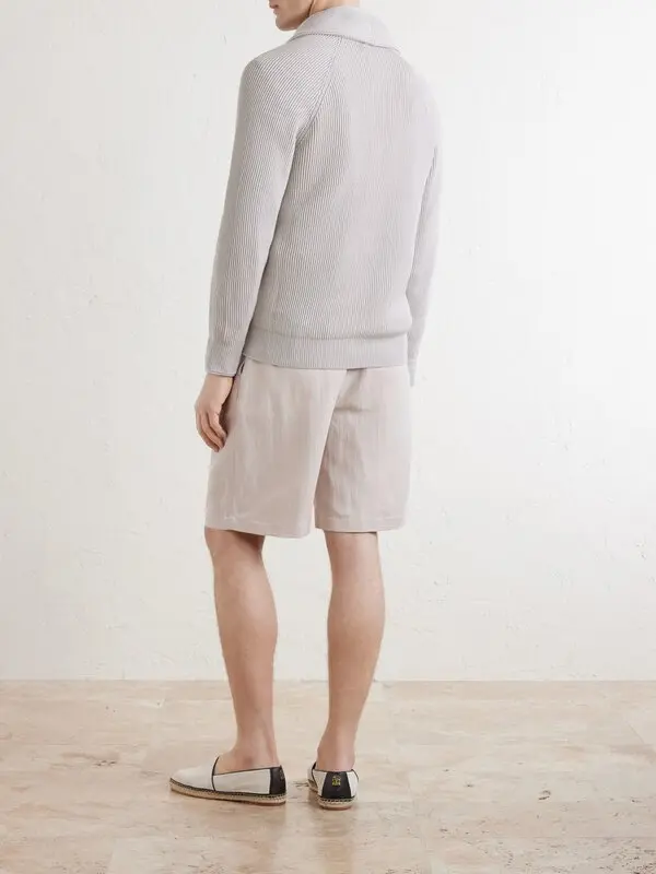 Brunello Cucinelli Shawl-collar Ribbed Cardigan - Neutrals
