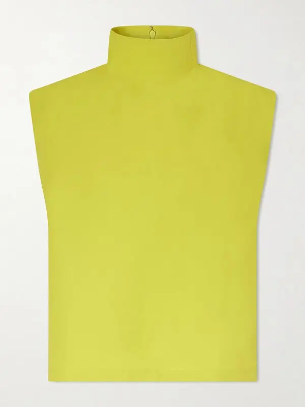 Alaïa Paper-blend Poplin Turtleneck Top - Yellow