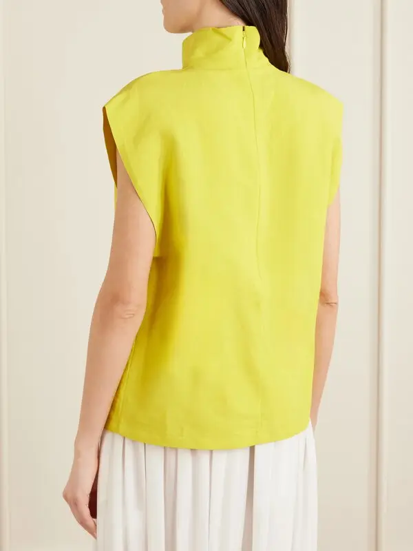 Alaïa Paper-blend Turtleneck Top - Yellow