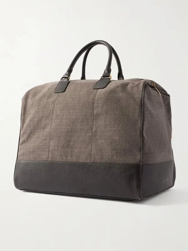 Brunello Cucinelli Boston Leather-trimmed Woven Weekend Bag