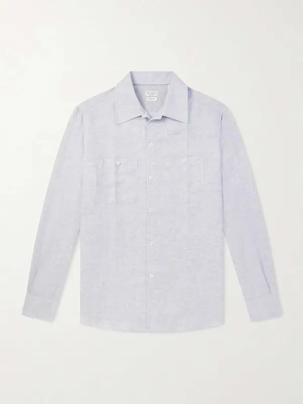 Brunello Cucinelli Hemp, Linen And Cotton-blend Shirt - Gray