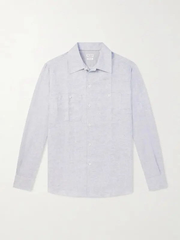 Brunello Cucinelli Hemp, Linen And Cotton-blend Shirt - Gray