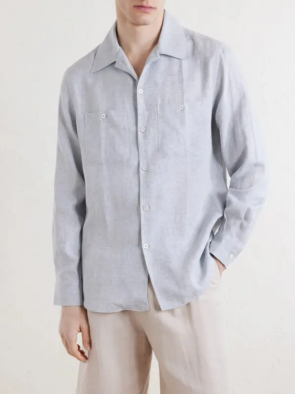 Brunello Cucinelli Hemp, Linen And Cotton-blend Shirt - Gray