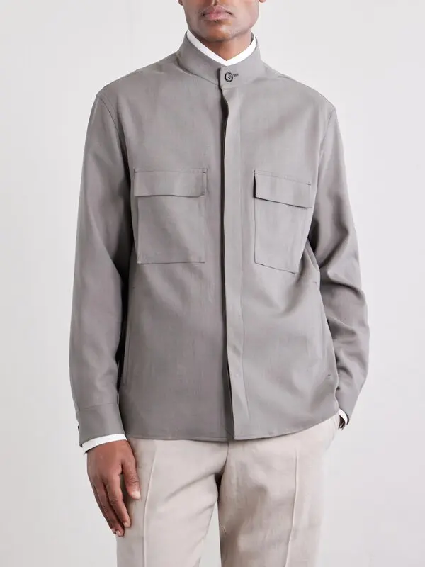 Zegna Linen-gabardine Overshirt - Gray