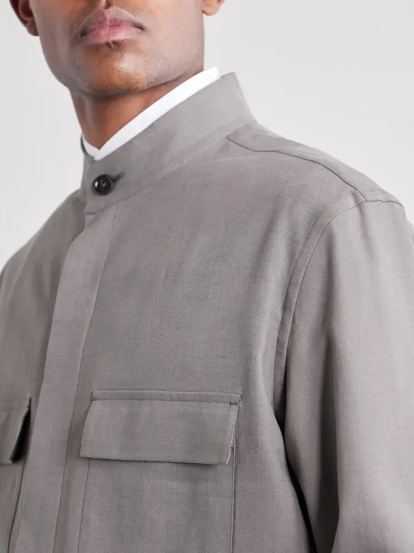 Zegna Linen-gabardine Overshirt - Gray