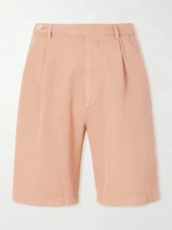 Brunello Cucinelli Straight-leg Pleated Cotton Shorts