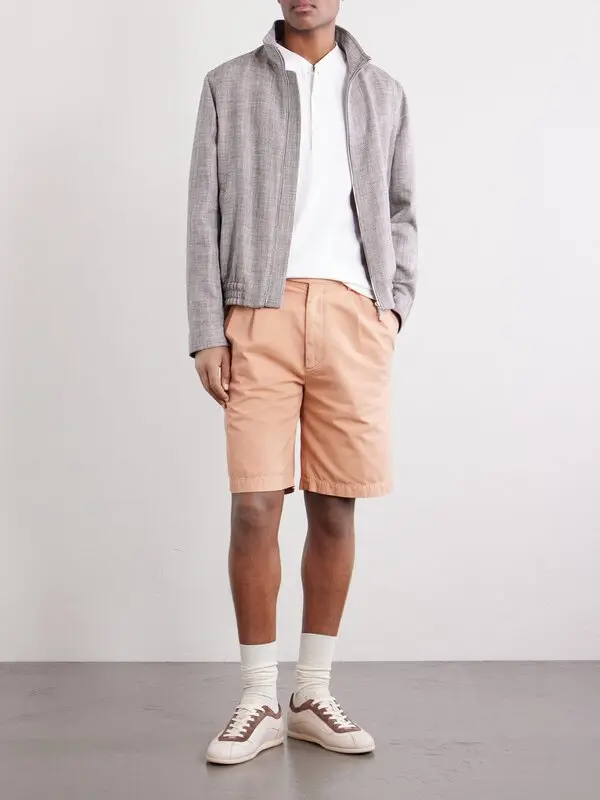 Brunello Cucinelli Straight-leg Pleated Cotton Shorts