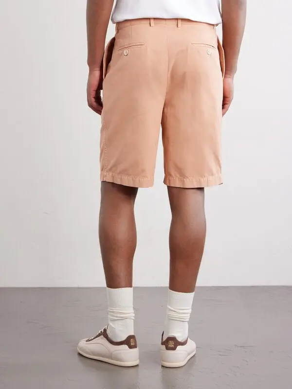 Brunello Cucinelli Straight-leg Pleated Cotton Shorts