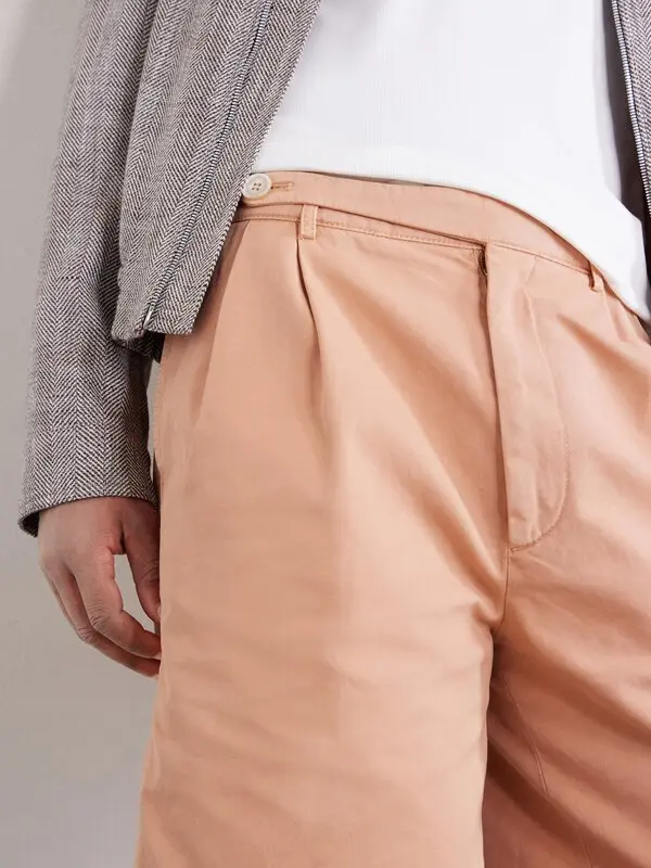 Brunello Cucinelli Straight-leg Pleated Cotton Shorts