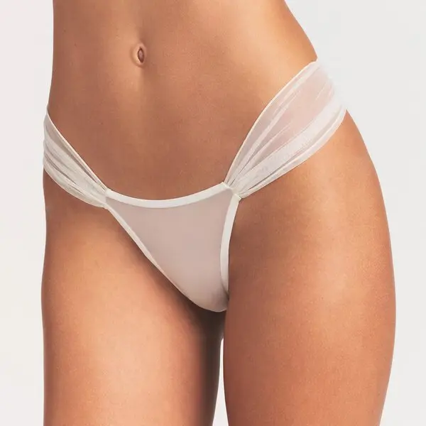 SKIMS Draped Thong | White | | Ultra Fine Mesh