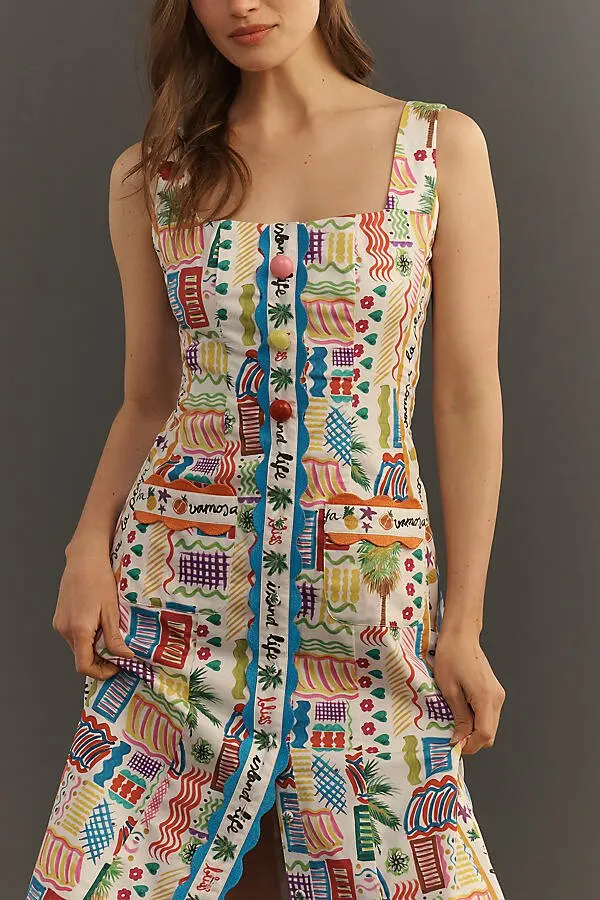 Celiab Bunya Sleeveless Maxi Dress - Green Pattern