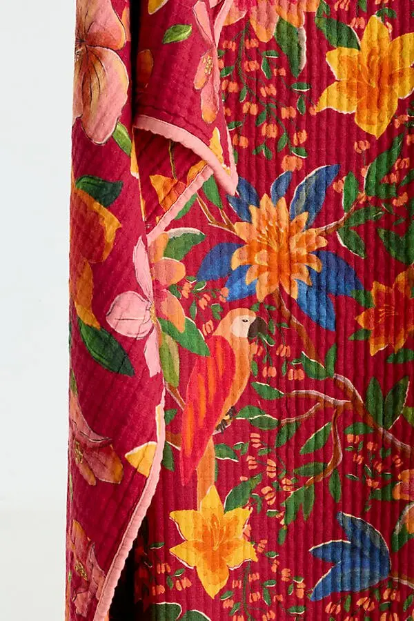 Farm Rio Cotton Printed Throw - Red