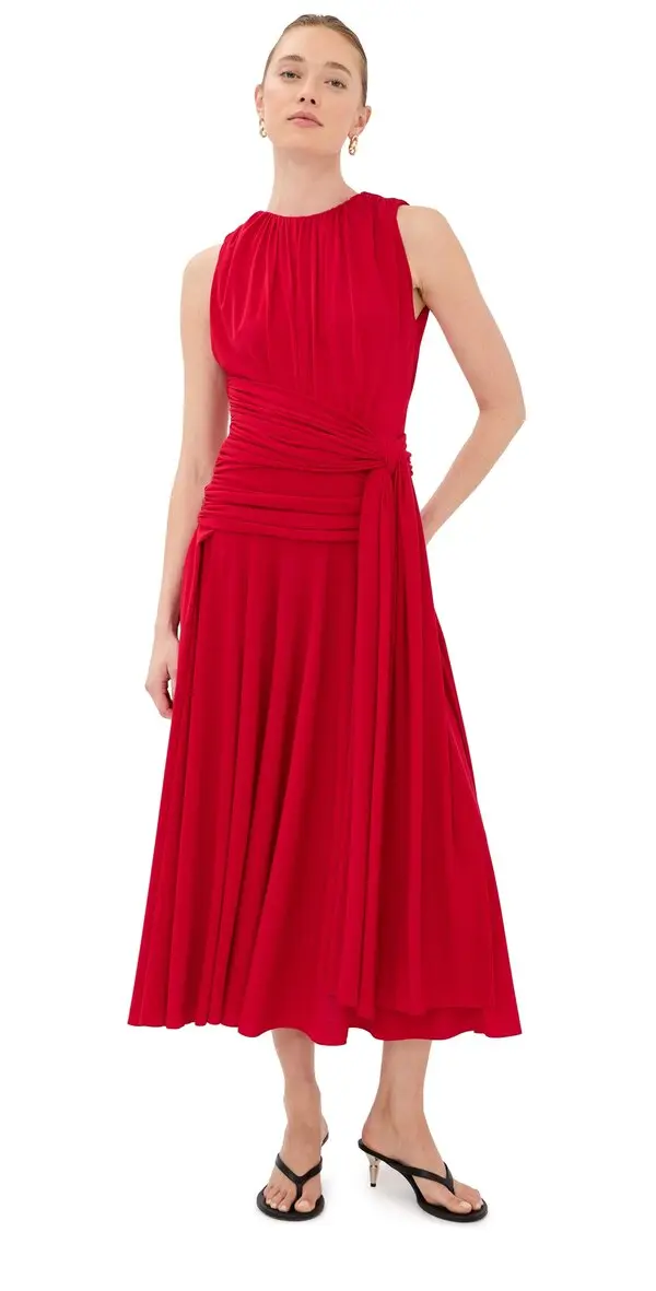 Brandon Maxwell The Isadora Knot-detailed Draped Maxi Dress - Red
