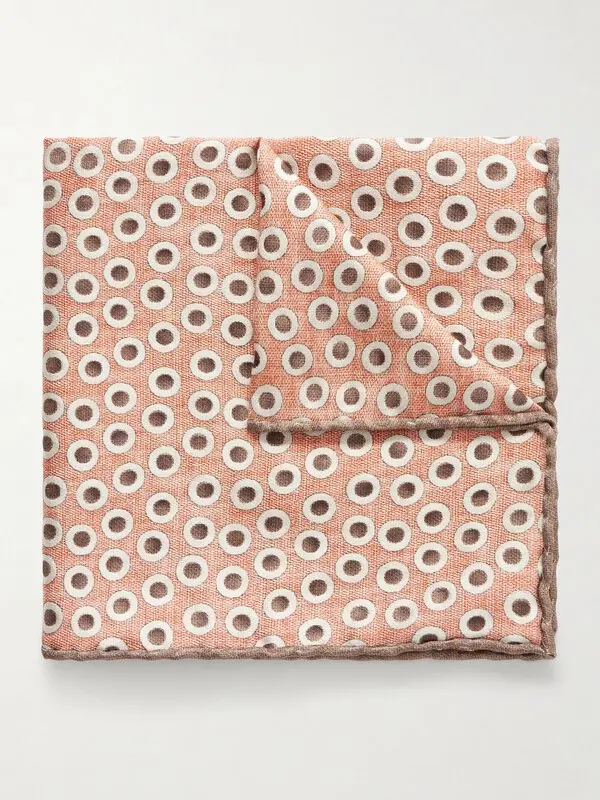 Brunello Cucinelli Polka-dot Silk Pocket - Neutrals