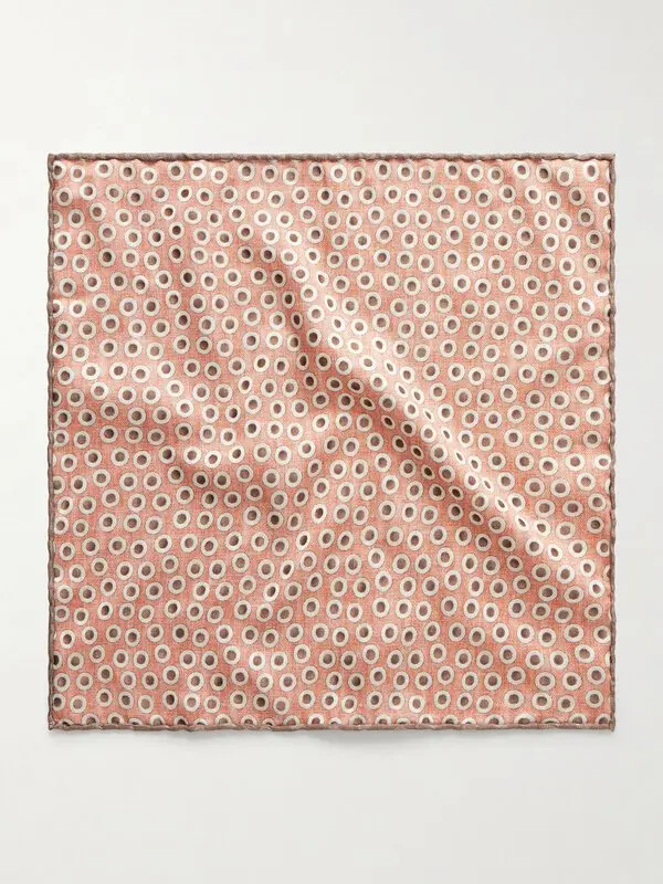 Brunello Cucinelli Polka-dot Silk Pocket - Neutrals