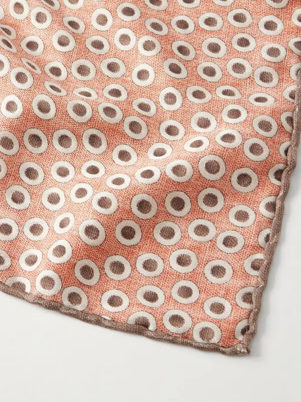 Brunello Cucinelli Polka-dot Silk Pocket - Neutrals