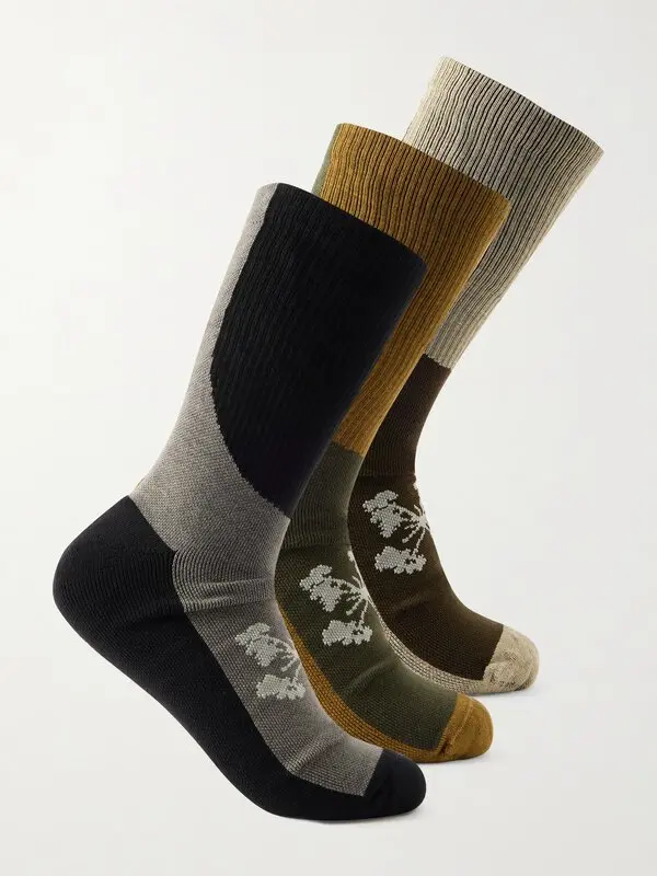 PORTAL Ritual Three-pack Stretch Merino Wool-blend Socks - Multi