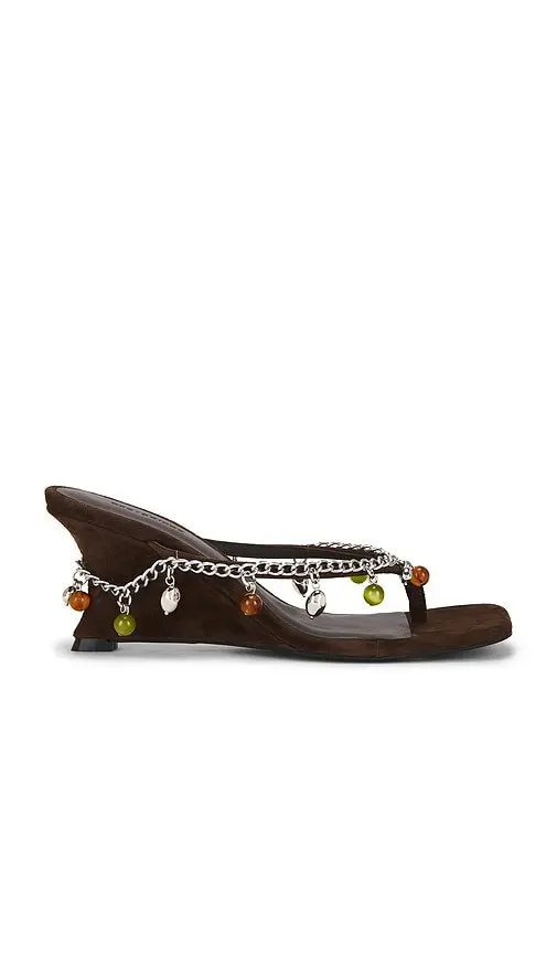 Bec & Bridge Lillie Beaded Wedge Sandals - Chocolate