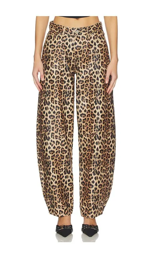 DR. DENIM Barrel Leg Cheetah Print Pants