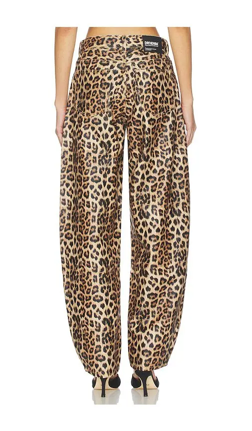 DR. DENIM Barrel Leg Cheetah Print Pants