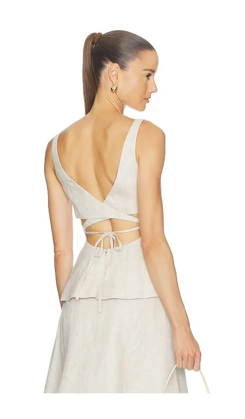 CAMILA COELHO Malena Linen Top - Neutral