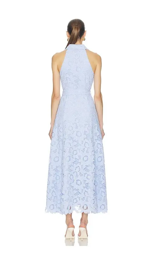 ELLIATT Lace Collared Maxi Dress With Belt - Blue