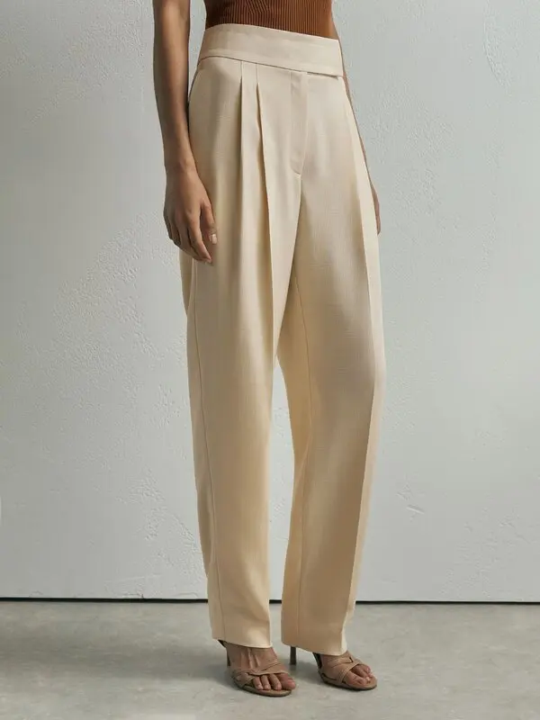 ATELIER Woven Tapered Pleated Trousers