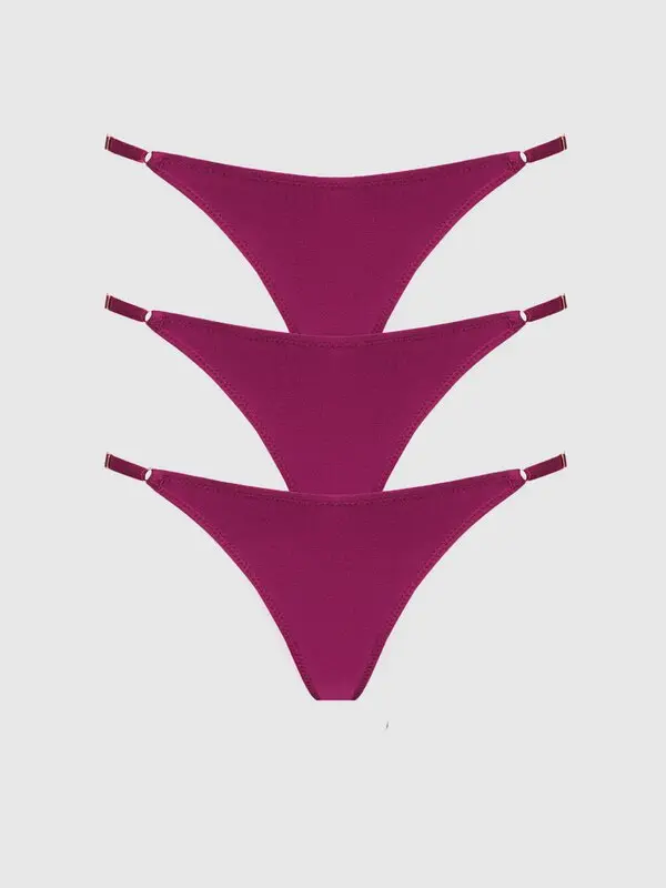 Frederick's Of Hollywood Bailey Stretch Cotton Thong 3 Pack - Multi-color