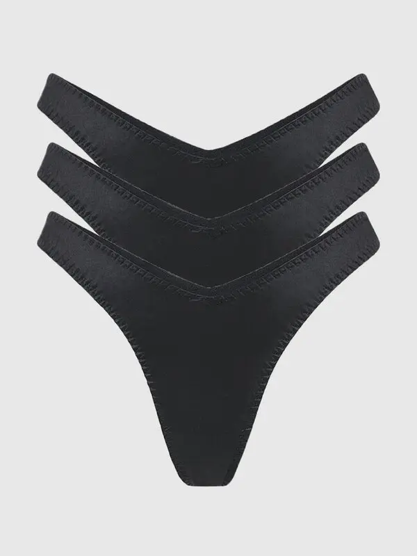 Frederick's Of Hollywood Rising Star Liquid Satin Tanga 3 Pack - Multi-color