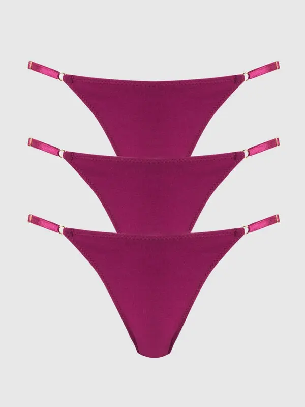 Frederick's Of Hollywood Bailey Stretch Cotton Bikini 3-pack - Multi-color
