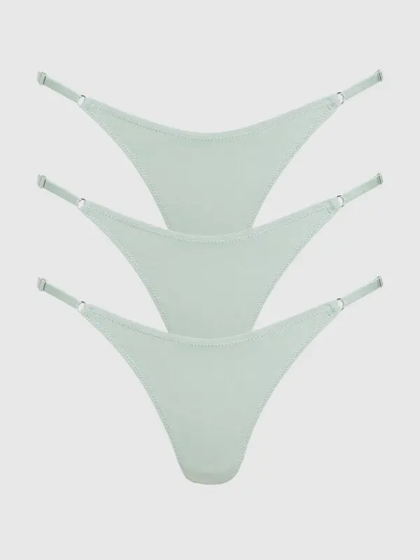 Frederick's Of Hollywood Bailey Stretch Cotton Thong 3 Pack