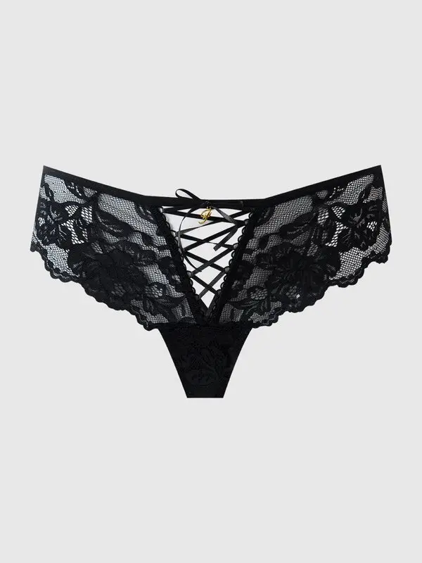 Frederick's Of Hollywood Mabel Lace Up Front Tanga 3 Pack - Multi-color