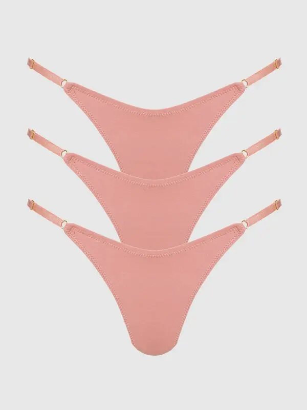Frederick's Of Hollywood Bailey Stretch Cotton Thong 3 Pack - Multi-color