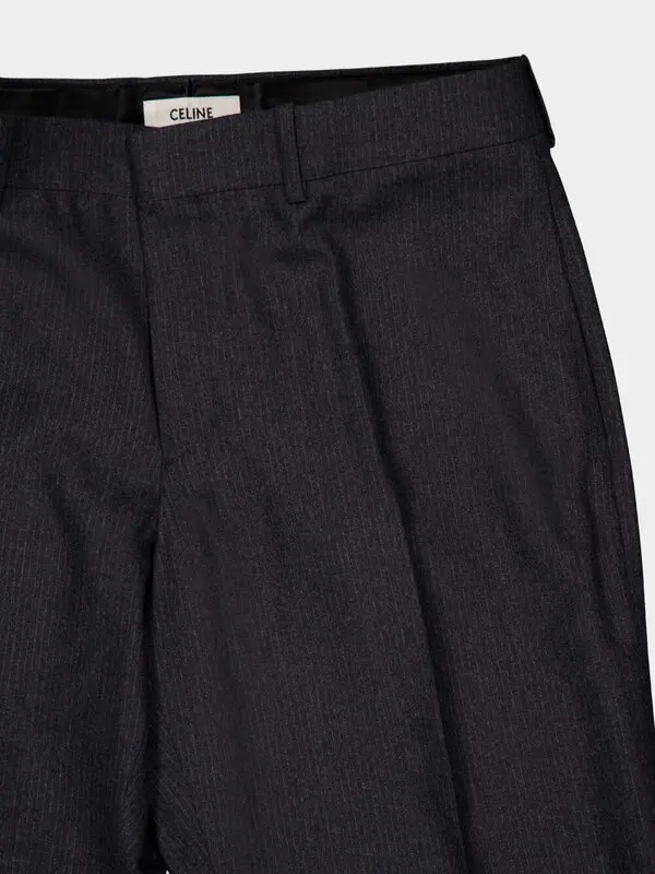 Celine Trousers Straight Fit Striped Wool Flannel