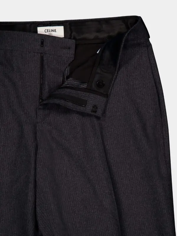 Celine Trousers Straight Fit Striped Wool Flannel