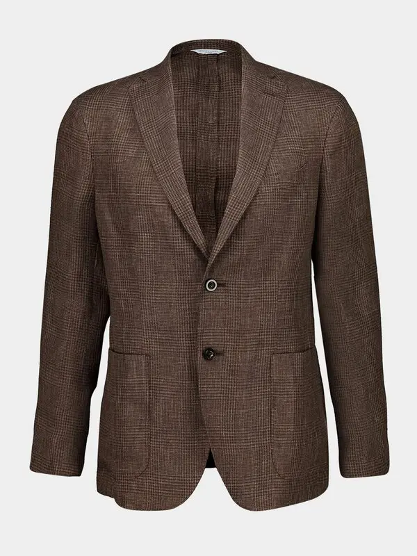 Boglioli Checked Linen Blazer - Brown