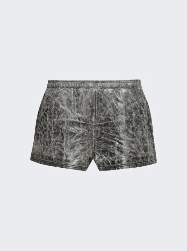 Alexander Wang Mid-rise Leather Mini Short Stone And Black - Grey