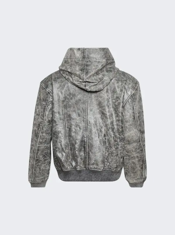 Alexander Wang Shrunken Leather Zip-up Hoodie - Grey