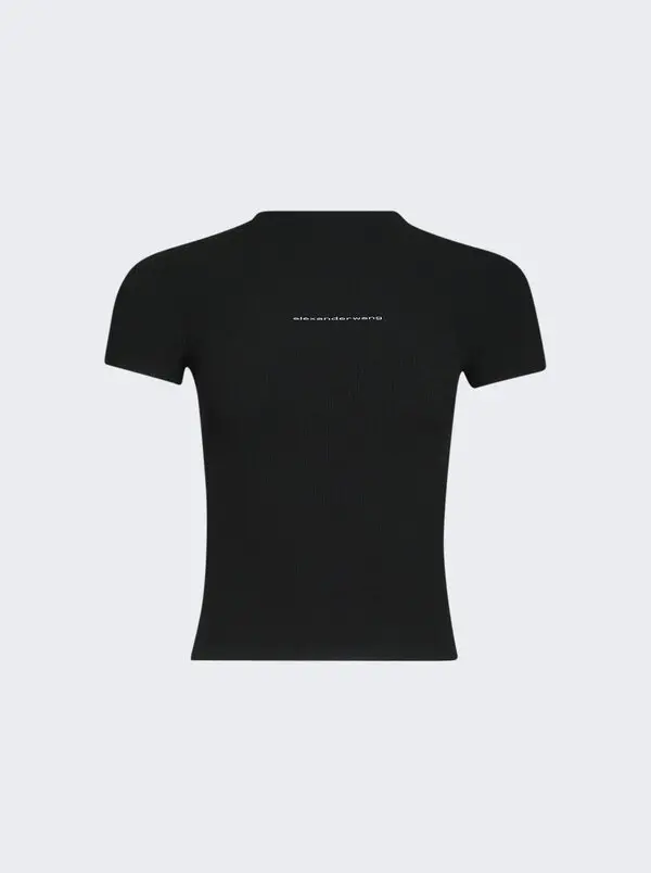 Alexander Wang Short Sleeve Top With Jacquard Logo - Black