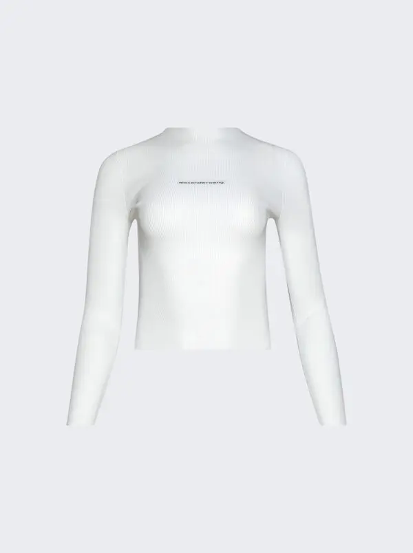 Alexander Wang Long Sleeve Crewneck Top With Jacquard Logo - White