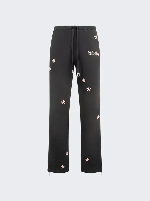 NAHMIAS Flower Groms Wide Sweatpants Aged Fleece - Black